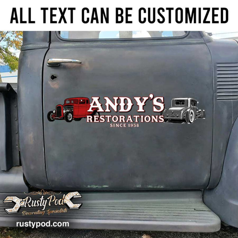 personalized restoration garage lettering tailgate truck decal rat rod ...