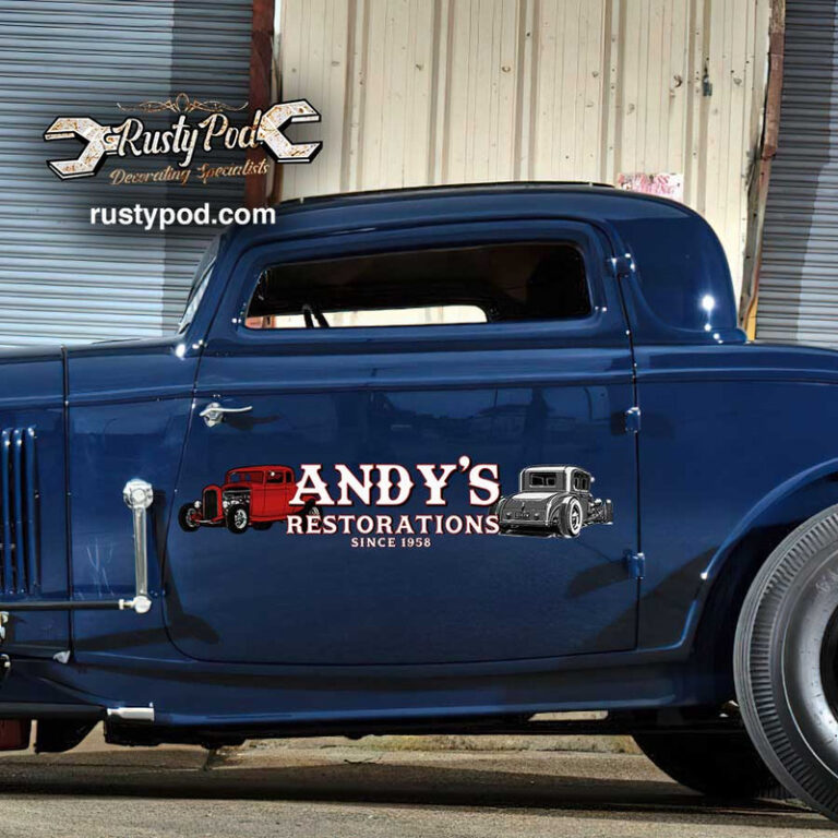personalized restoration garage lettering tailgate truck decal rat rod ...