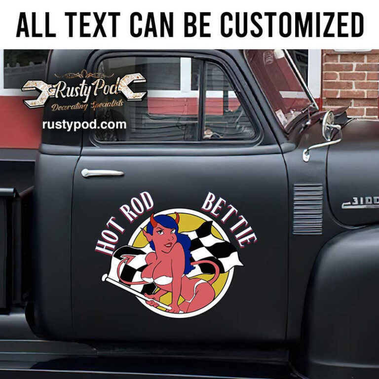 personalized lucky devil pinup girl hot rod door art rat rod door sign ...