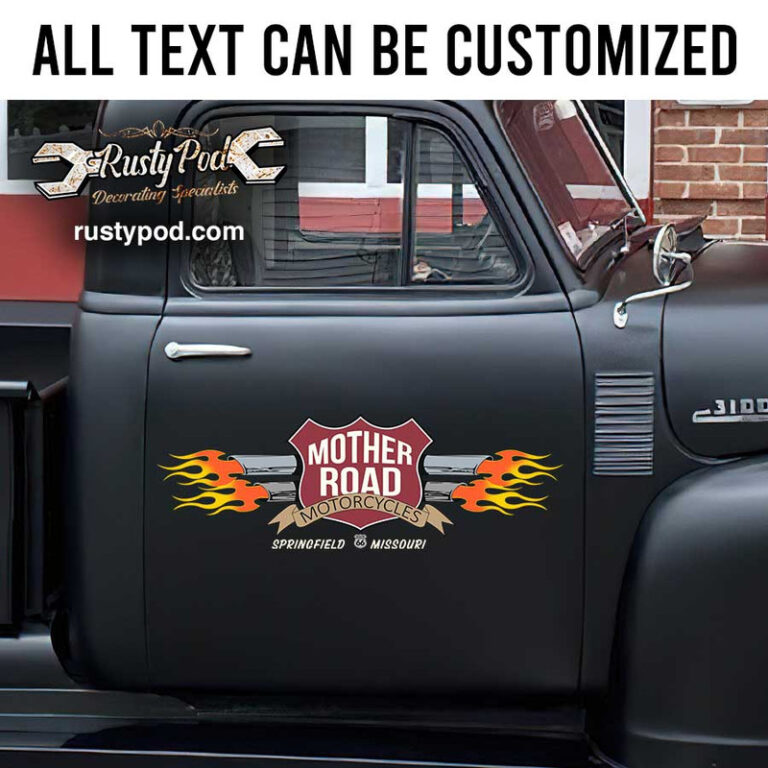 personalized route 66 motorcycle hot rod lettering hand paint rat rod ...