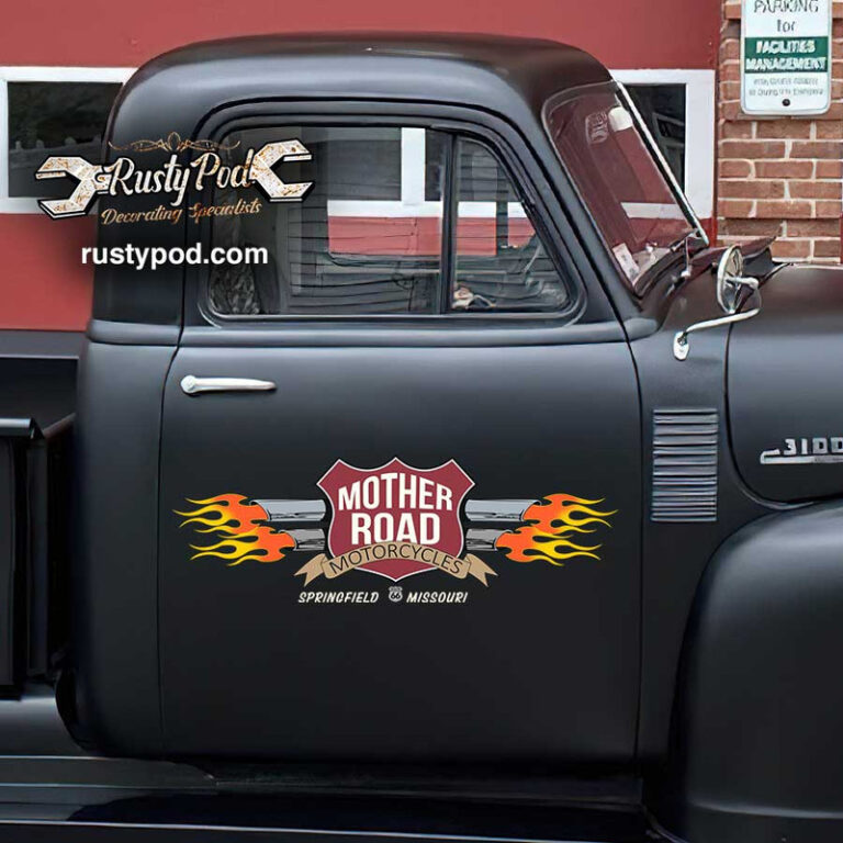 personalized route 66 motorcycle hot rod lettering hand paint rat rod ...
