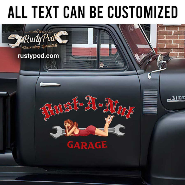personalized pinup girl and wrench lettering garage sign lettering rat ...