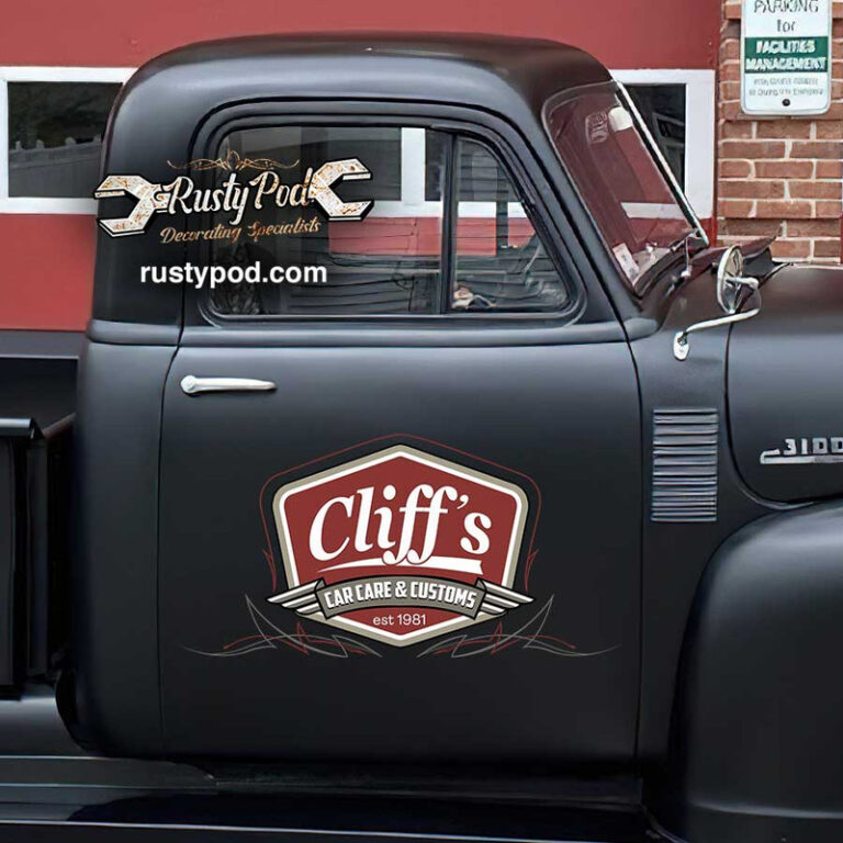 personalized garage badge door art decal hot rod logo sticker rat rod ...