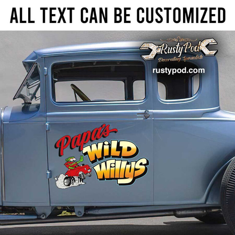 personalized wild willys gasser lettering door art weido art hot rod ...
