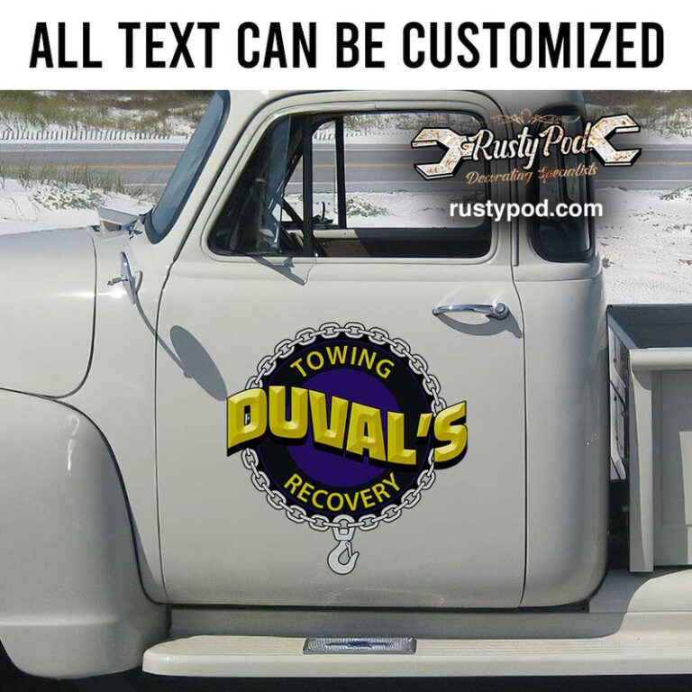 personalized towing recovery truck graphics company door sign sticker ...