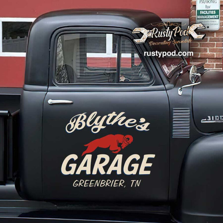personalized goat garage sign truck graphics vintage car lettering hand ...
