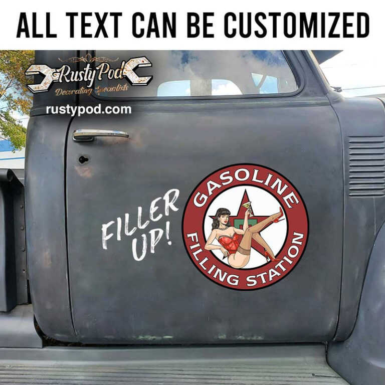 filler up pinup girl filling station texaco door sign sticker 12526 ...
