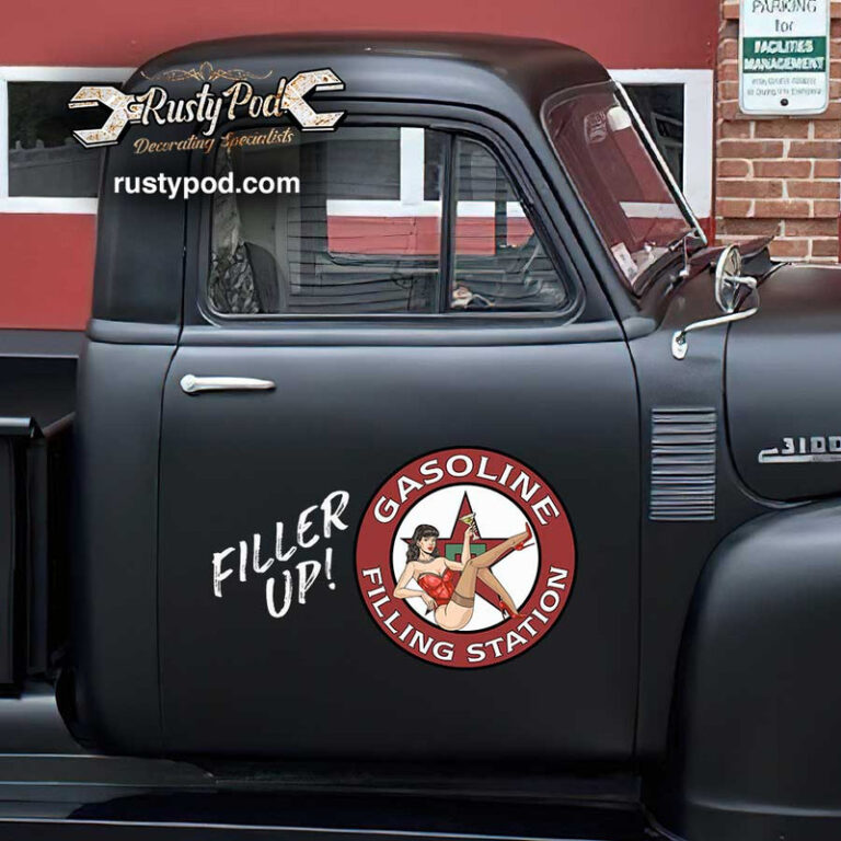 filler up pinup girl filling station texaco door sign sticker 12526 ...