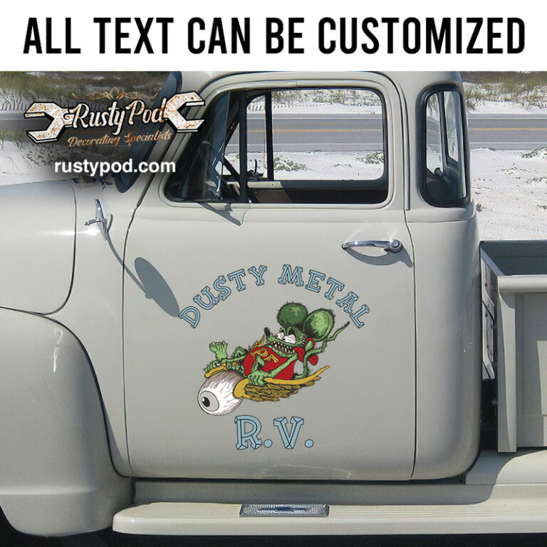 personalized rat fink and flying eye ball lettering hot rod door sign ...