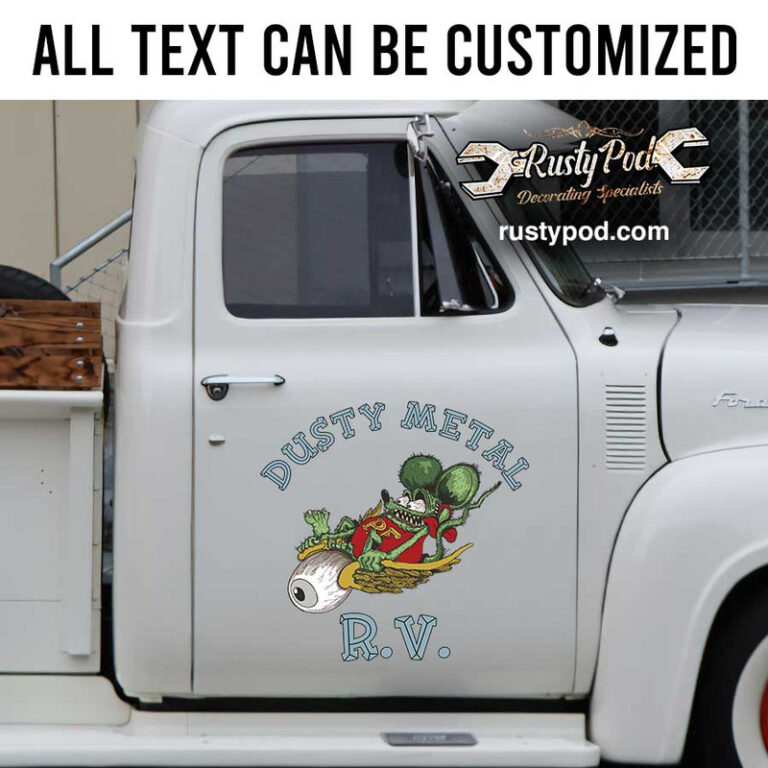 personalized rat fink and flying eye ball lettering hot rod door sign ...