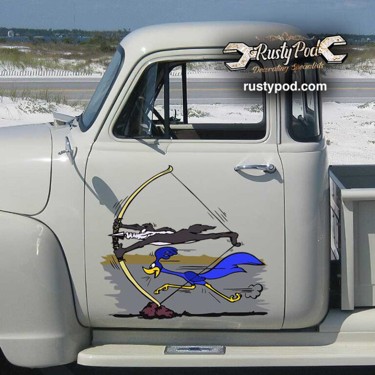 personalized acme speed shop wile e coyote hot rod door art rat rod ...