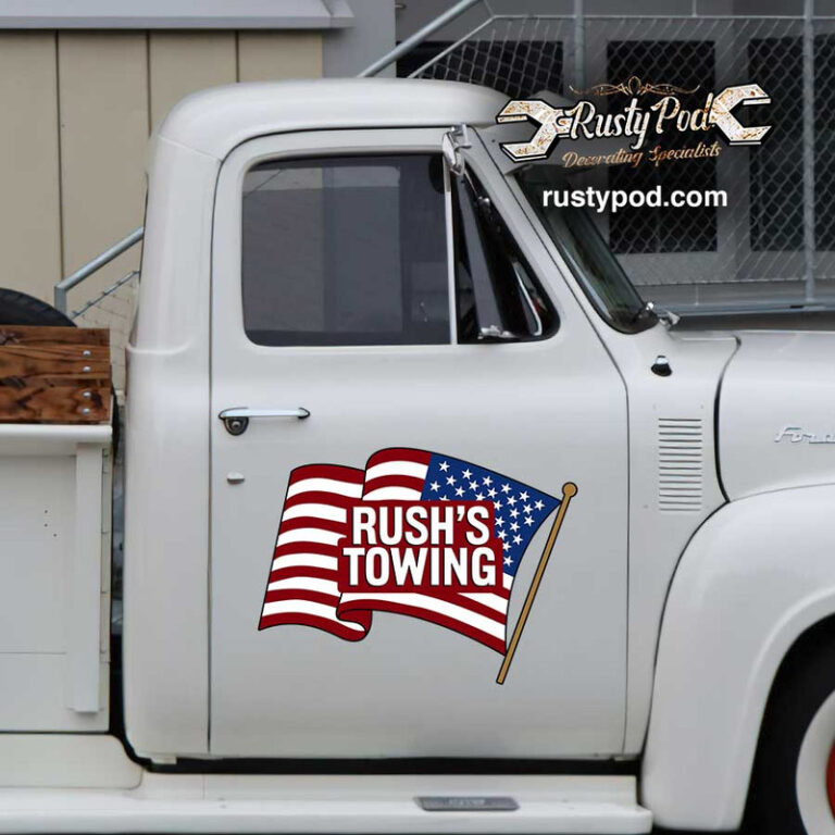 personalized towing door sign truck graphics us flag door art sticker ...