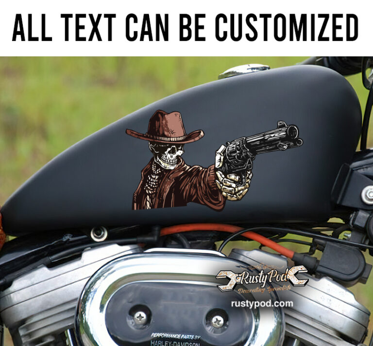 personalized skull motorcycle gas tank decal kustom kulture sticker ...