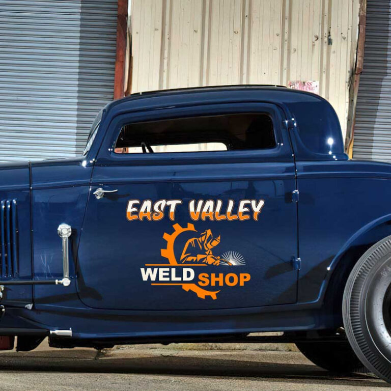 personalized weld shop pinstriping garage door sign ironwork lettering ...