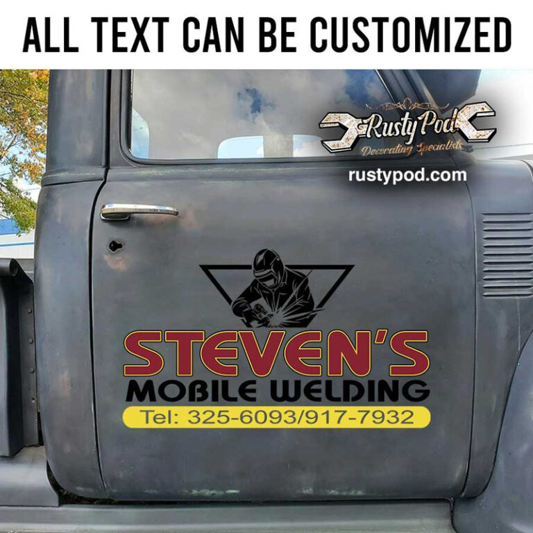 personalized welding door sign ironwork lettering truck graphics ...