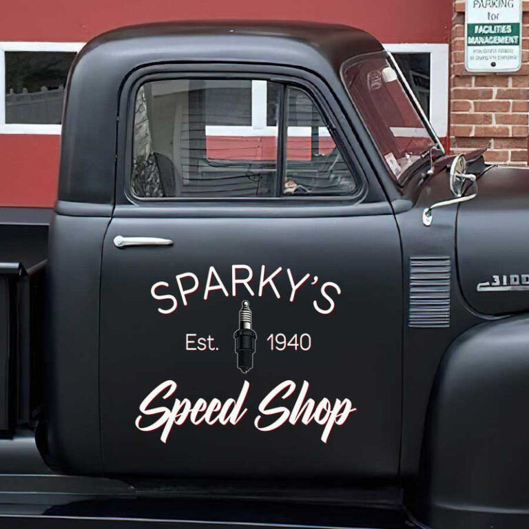 personalized spark plug lettering shop truck lettering door sign kustom ...