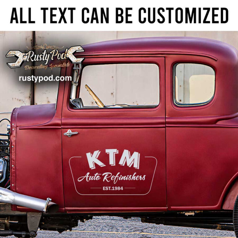 personalized hot rod pinstriping lettering rat rod door art garage door ...