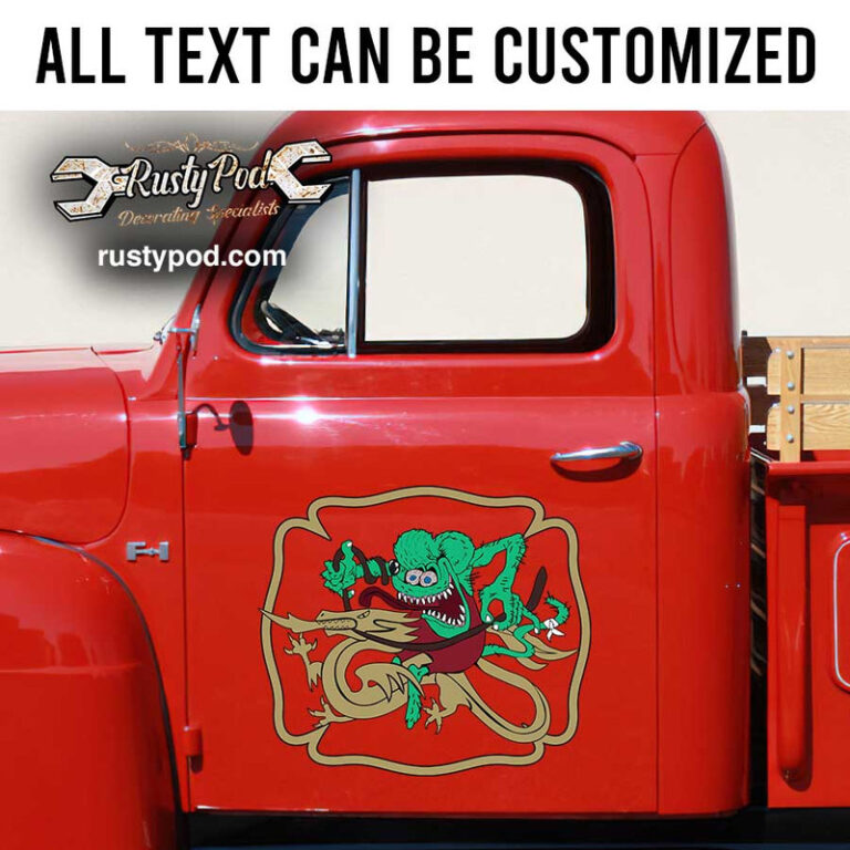 rat fink firefighter rat rod door art car decal kustom kulture sticker ...