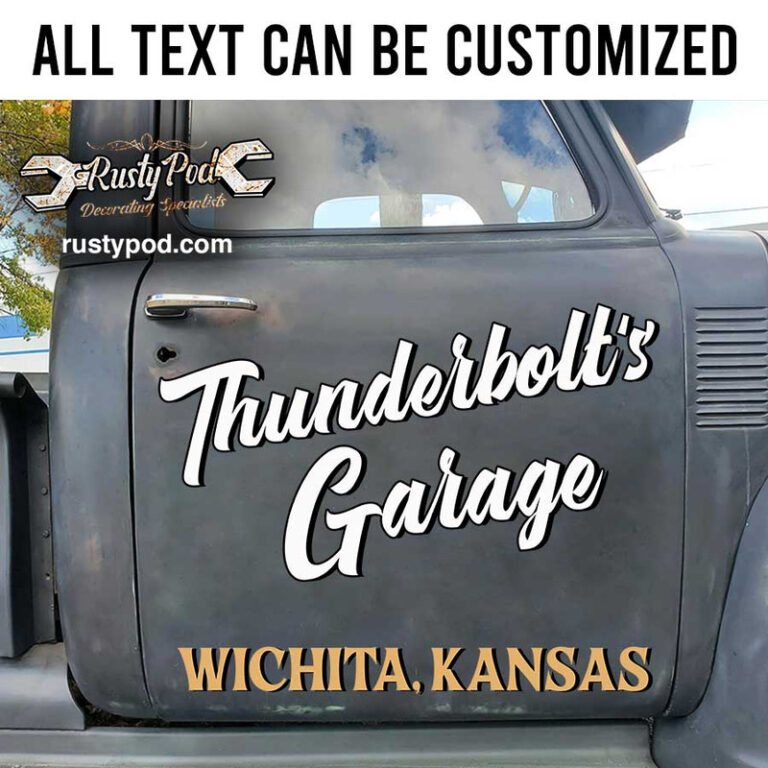 personalized vintage garage lettering hot rod door art shop truck sign ...