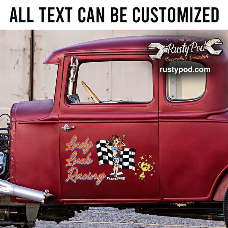 lady luck racing hot rod door sign shop truck sign car decal rat rod ...