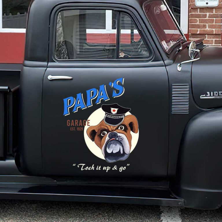 personalized pitbull garage hot rod lettering rat rod door art patina ...