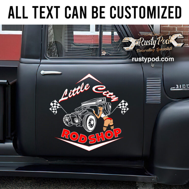 personalized pinup girl hot rod shop door sign rat rod door art shop ...