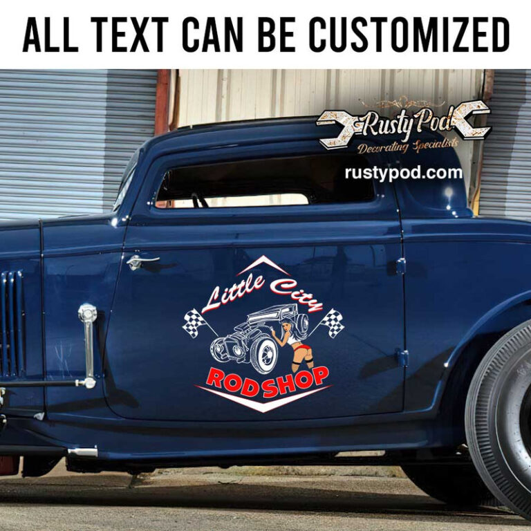 personalized pinup girl hot rod shop door sign rat rod door art shop ...