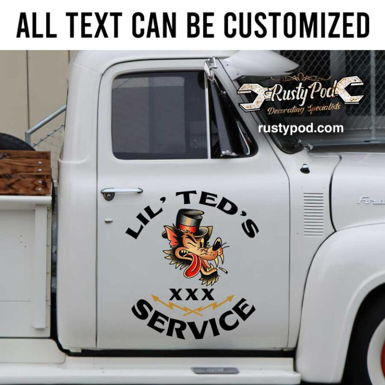 personalized lonewolf garage lettering shop truck door art kustom ...