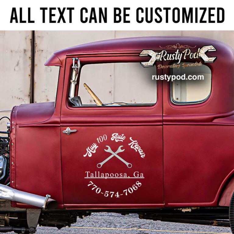 personalized crossing wrench garage lettering hot rod door art shop ...