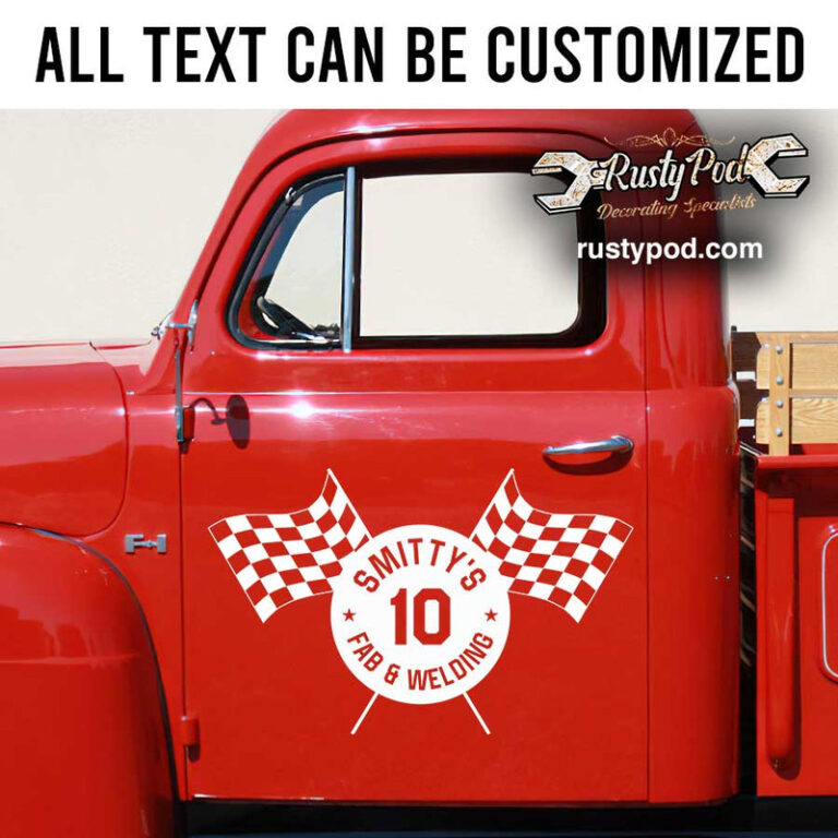 personalized checkered flag fab and welding garage hot rod door sign ...
