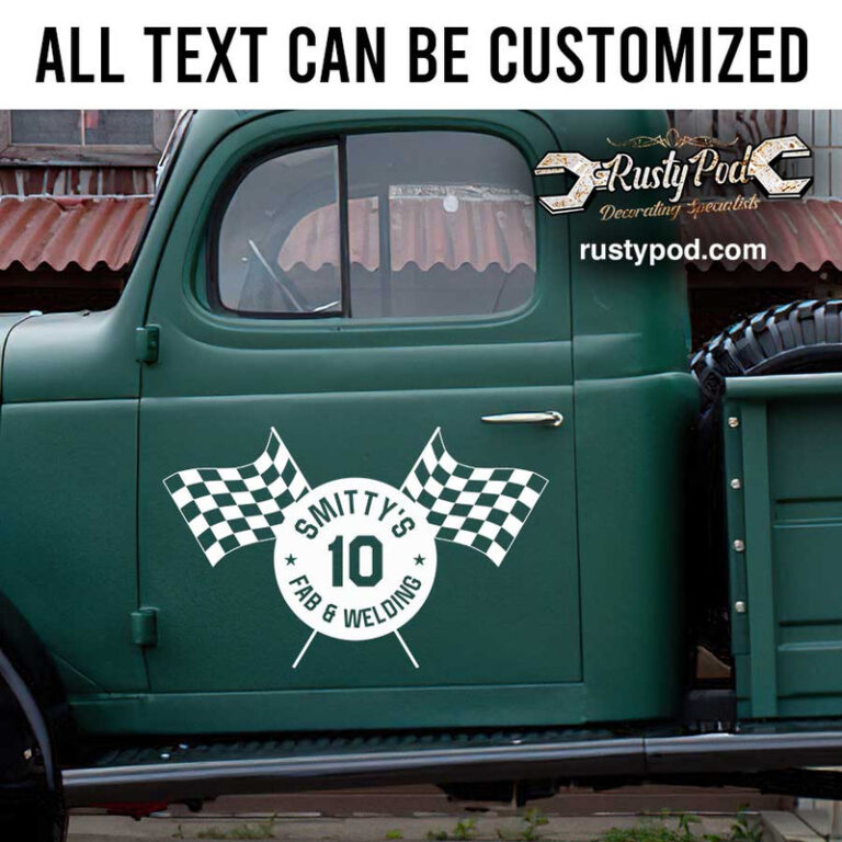 personalized checkered flag fab and welding garage hot rod door sign ...