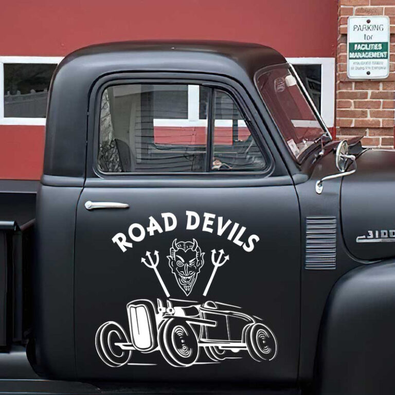 personalized road devil hot rod lettering rat rod door art shop truck ...