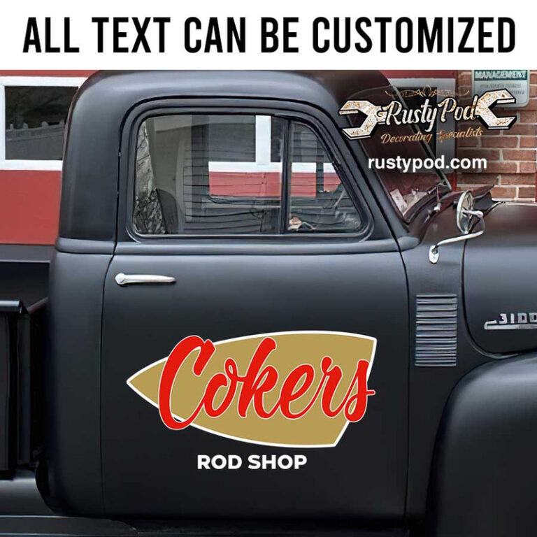 personalized coca cola rod shop speed shop garage shop truck lettering ...