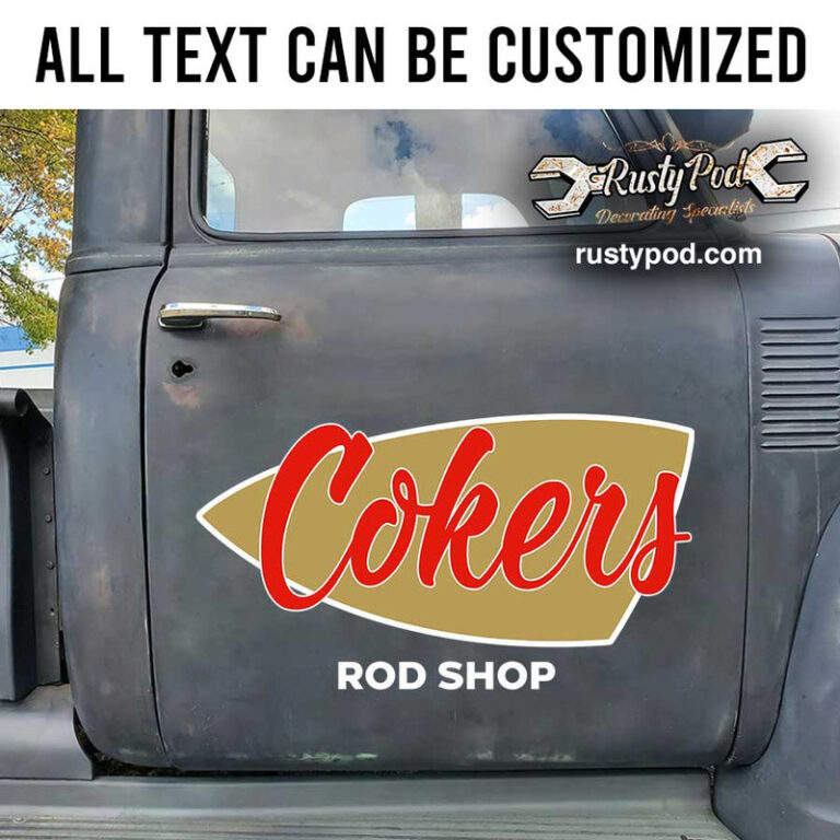 personalized coca cola rod shop speed shop garage shop truck lettering ...
