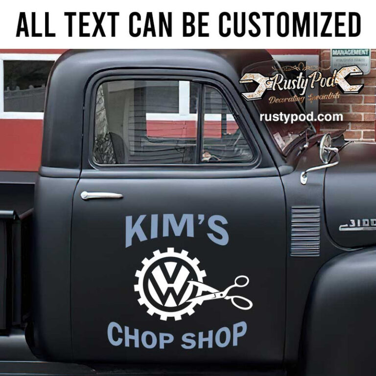 personalized chop shop door sign volkswagen and gear head lettering hot ...