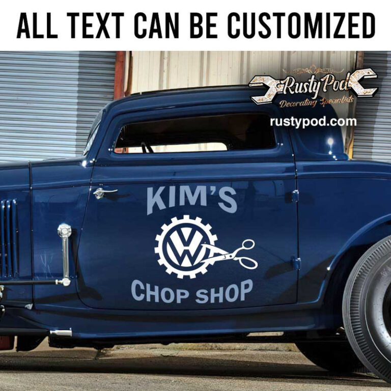 personalized chop shop door sign volkswagen and gear head lettering hot ...