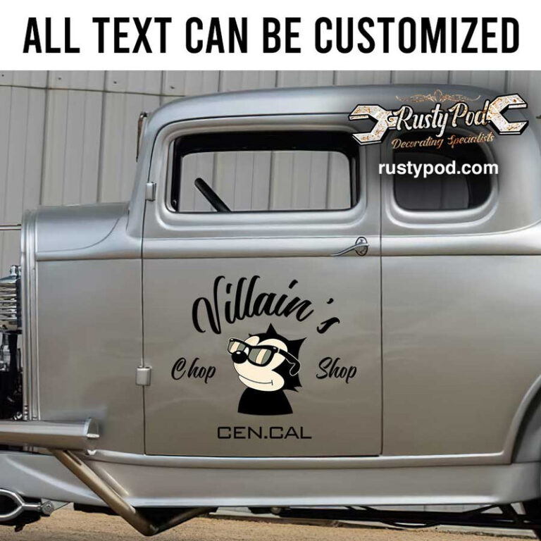 personalized felix chop shop lettering hot rod door art shop truck door ...