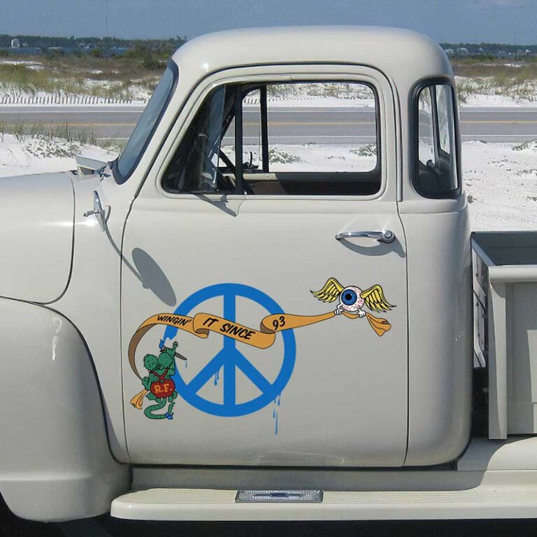 personalized peace symbol rat fink and flying eyeball rat rod door art ...