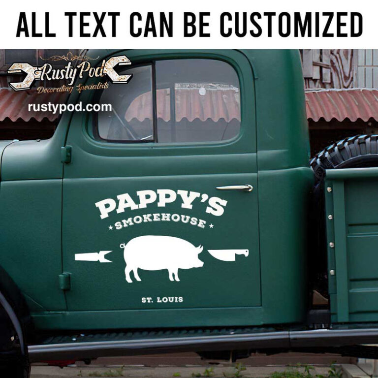 personalized barbecue pork lettering smoke house lettering sticker ...