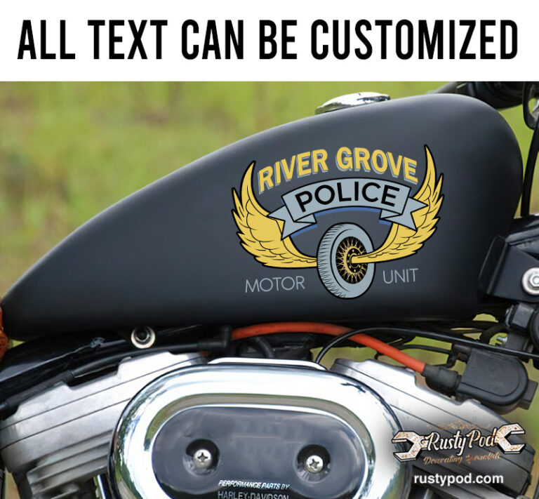 personalized motorcycle gas tank decal wing wheel sticker 12825 ...