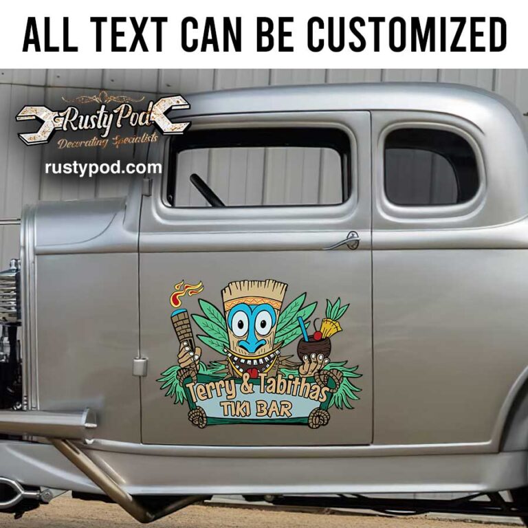 personalized tiki bar lettering door sign hot rod door art rat rod ...