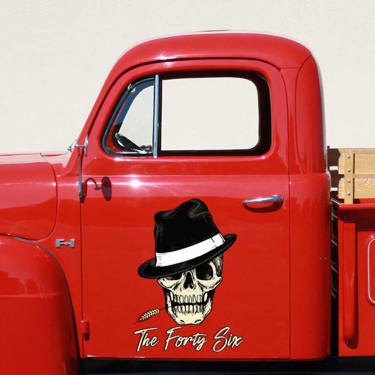 personalized skull lettering hot rod door art rat rod decal sticker ...