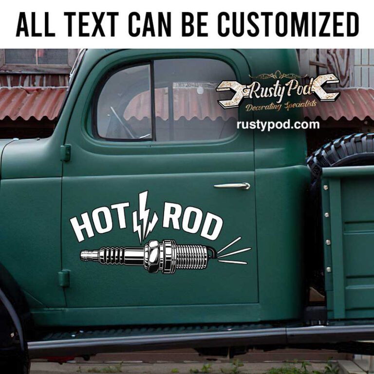 personalized hot rod spark plug lettering tool box sticker rat rod door ...