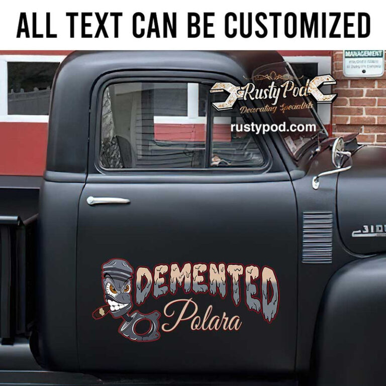 personalized angry piston hot rod lettering sticker 12924 - Rustypod Store