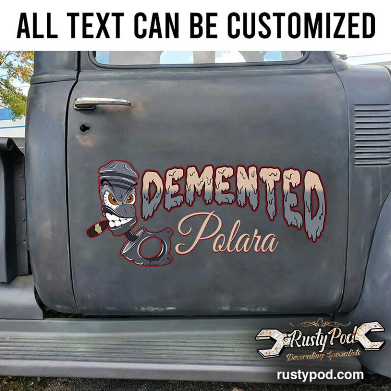 personalized angry piston hot rod lettering sticker 12924 - Rustypod Store