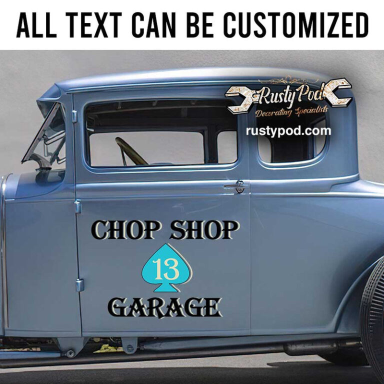 personalized ace 13 chop shop lettering sign hot rod door art rat rod ...