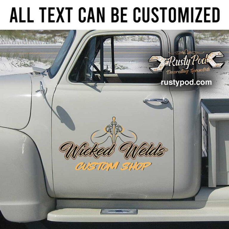 personalized pinstriping hot rod lettering sign patina truck lettering ...