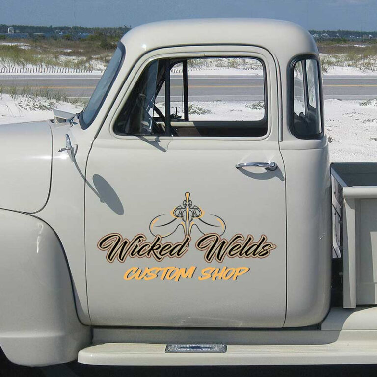 personalized pinstriping hot rod lettering sign patina truck lettering ...