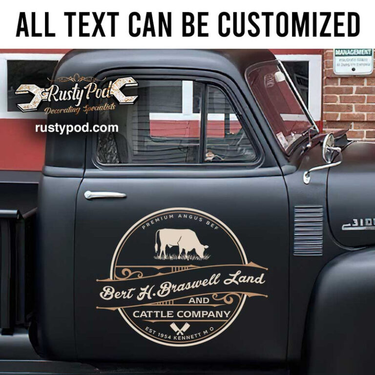 personalized cow logo lettering truck graphix farm lettering door sign ...