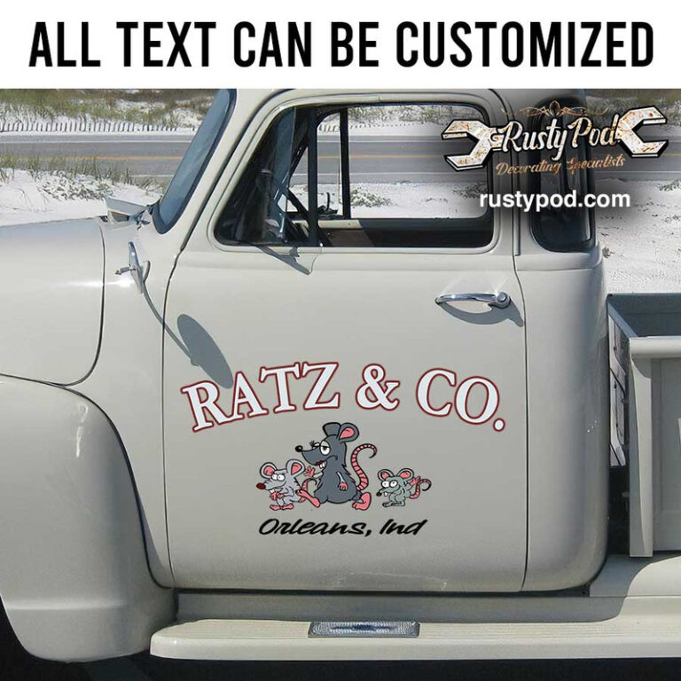personalized shop truck door art rat sign rat rod lettering decal ...